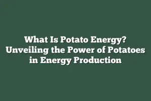 What Is Potato Energy? Unveiling the Power of Potatoes in Energy ...